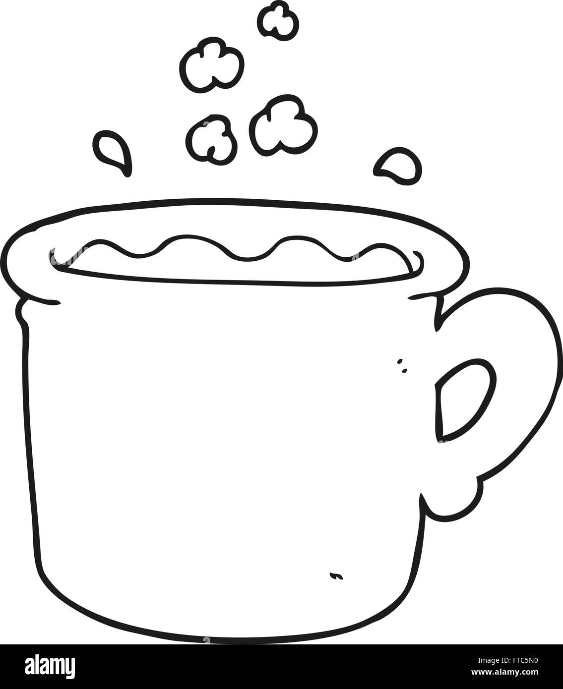 Noir et blanc dessiné à main levée cartoon Coffee cup Image Vectorielle ...