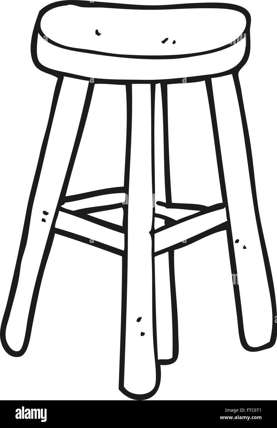 Noir et blanc dessiné à main levée tabouret cartoon Image Vectorielle ...