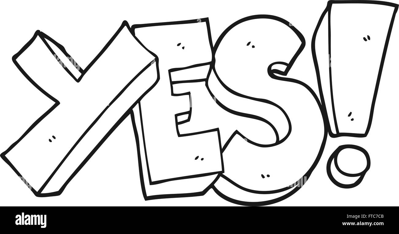 Dessiné à main levée de cartoon noir et blanc symbole oui Image ...