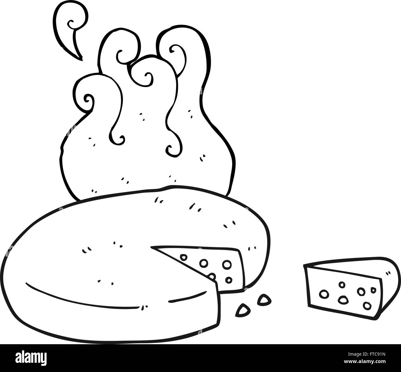 Noir et blanc dessiné à main levée fromage cartoon Image Vectorielle ...