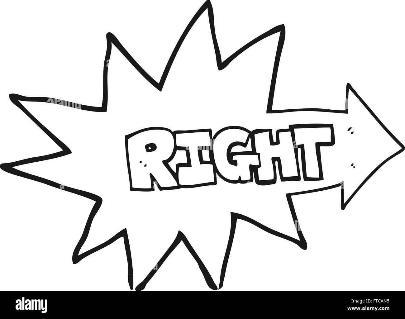 Noir et blanc dessiné à main levée cartoon symbole de droite vers Image ...
