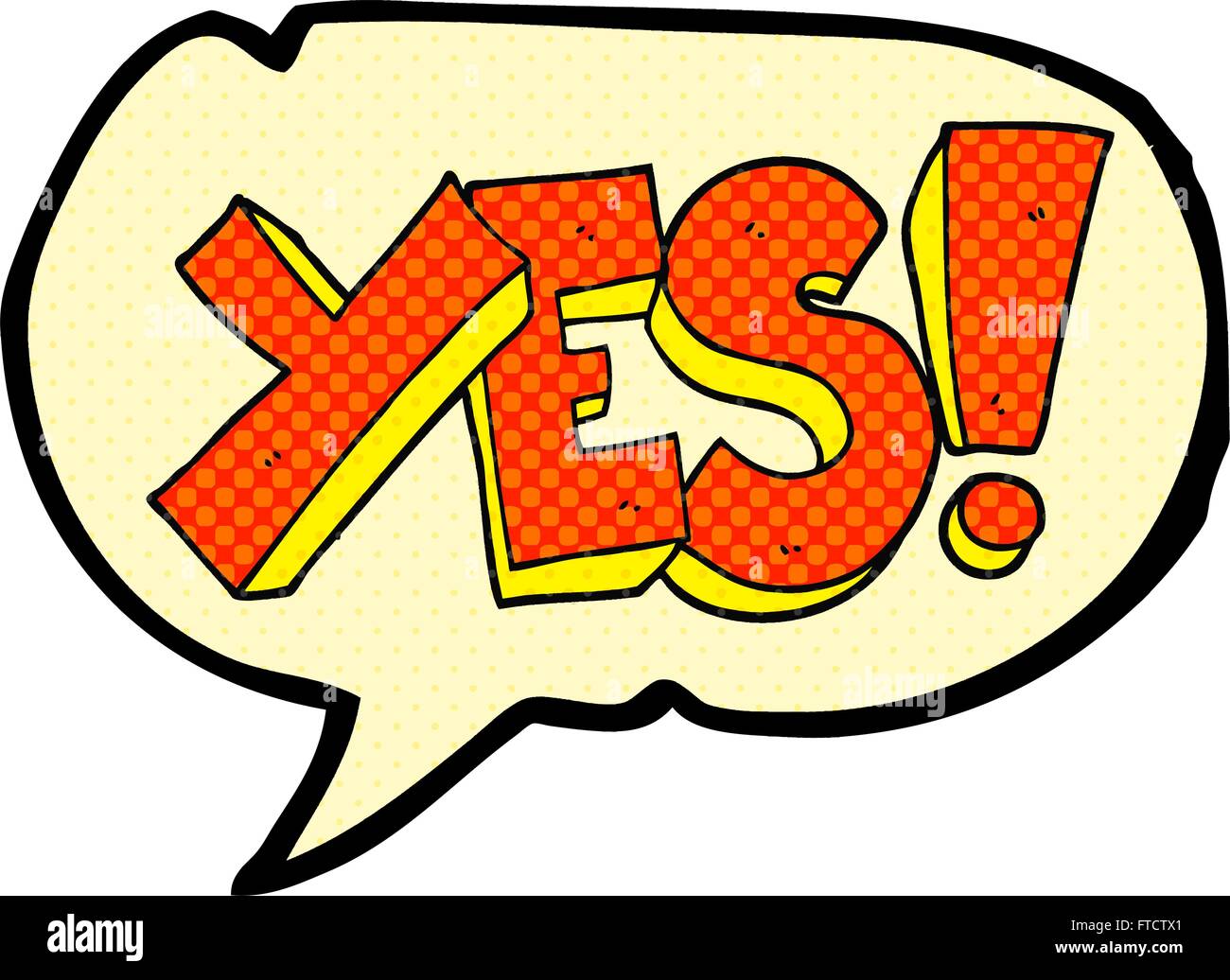 Dessiné à main levée de bande dessinée bulle cartoon oui symbole Image ...