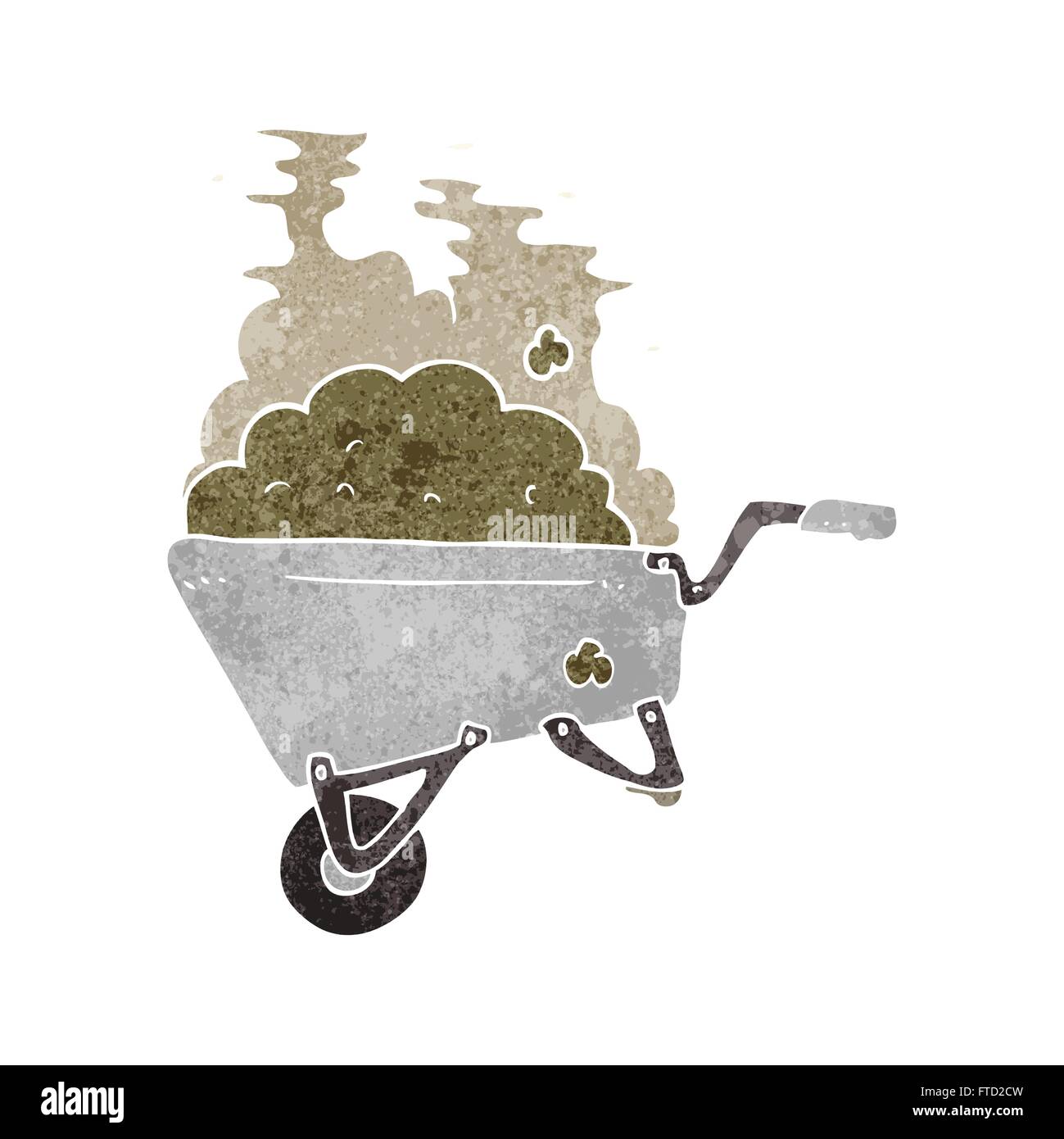 Cartoon retro freehand brouette pleine de saleté Image Vectorielle ...