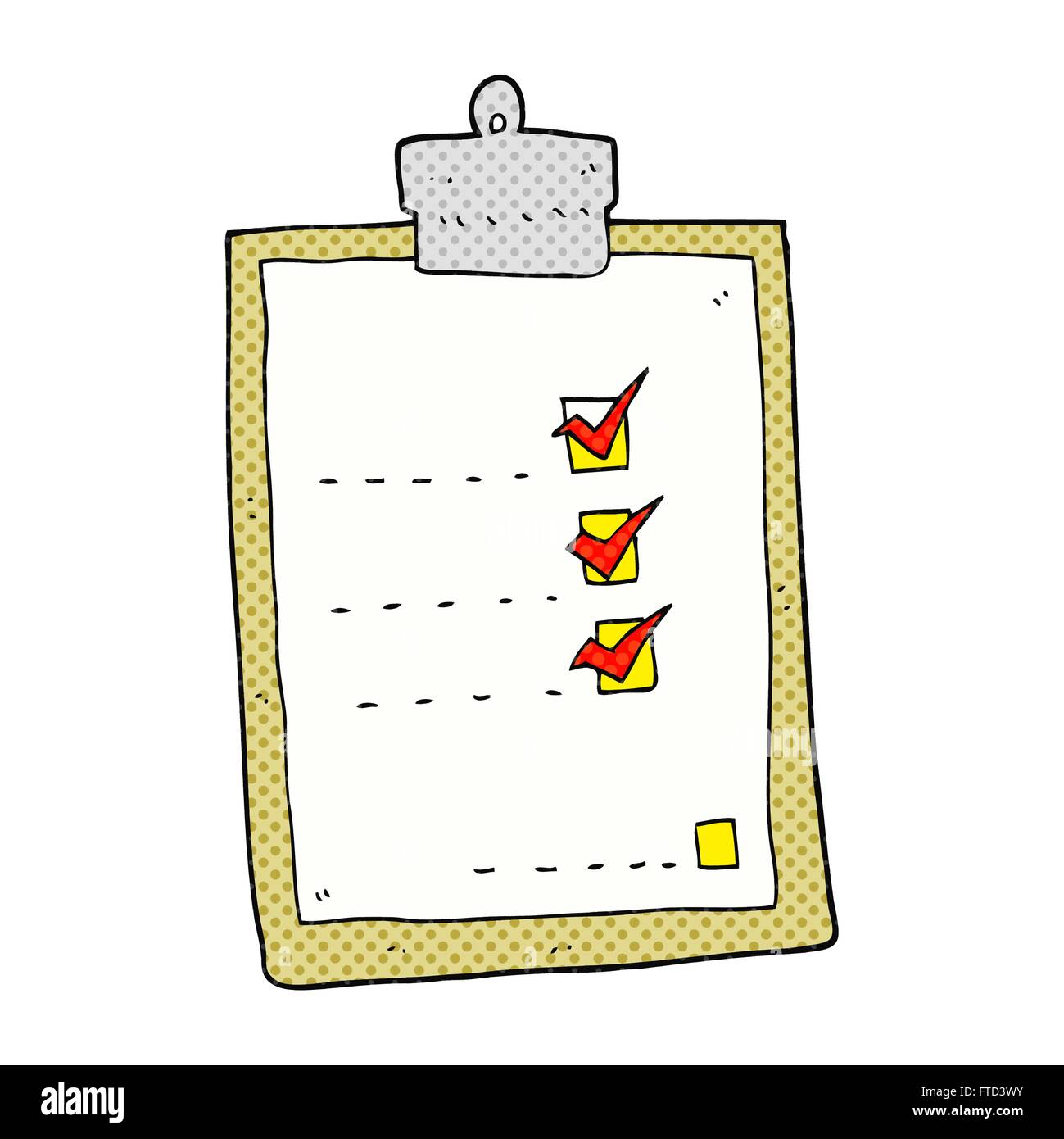 Freehand drawn cartoon check list Banque d'images vectorielles - Alamy
