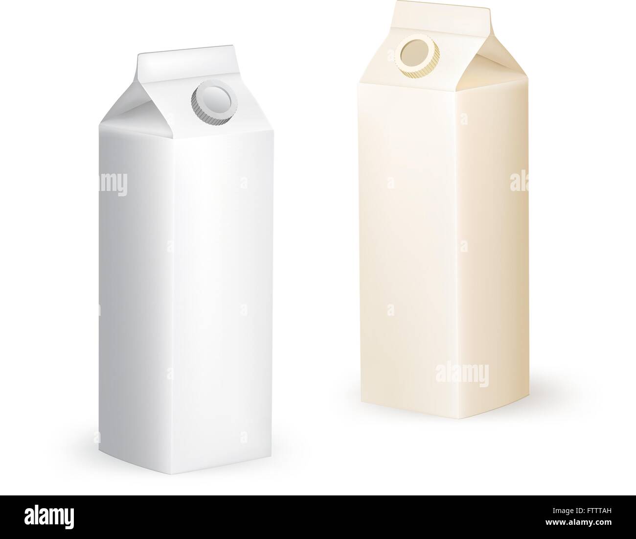 Les emballages de lait en carton fort sur fond blanc. Pack papier ...
