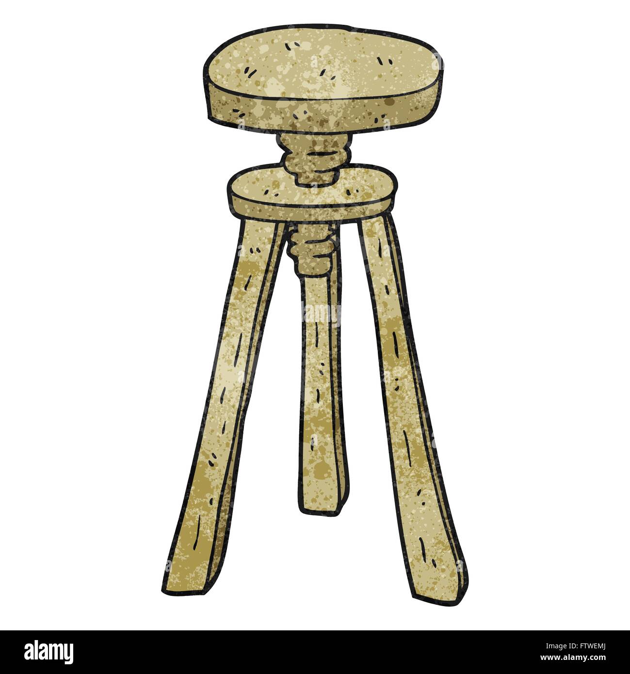 Dessin animé texturé freehand tabouret artiste Image Vectorielle Stock ...
