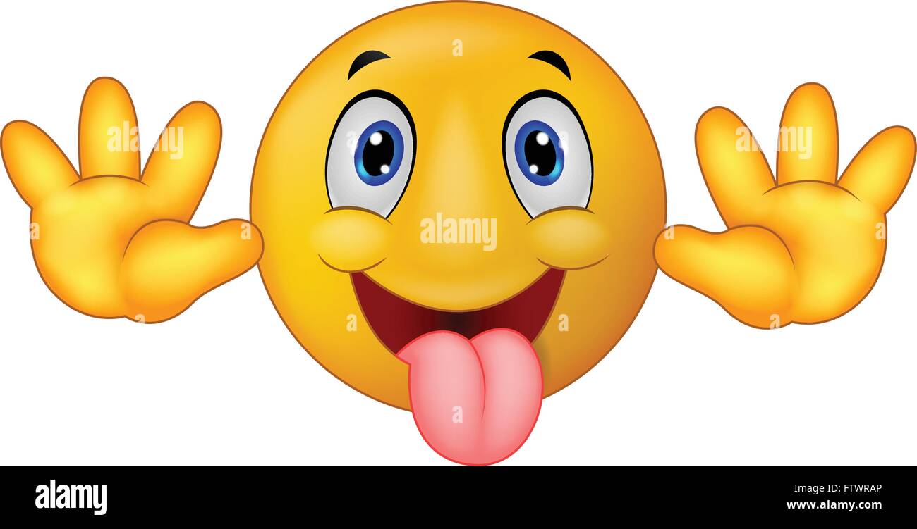 Smiley emoticon ludique en plaisantant a collé dehors sa langue ...