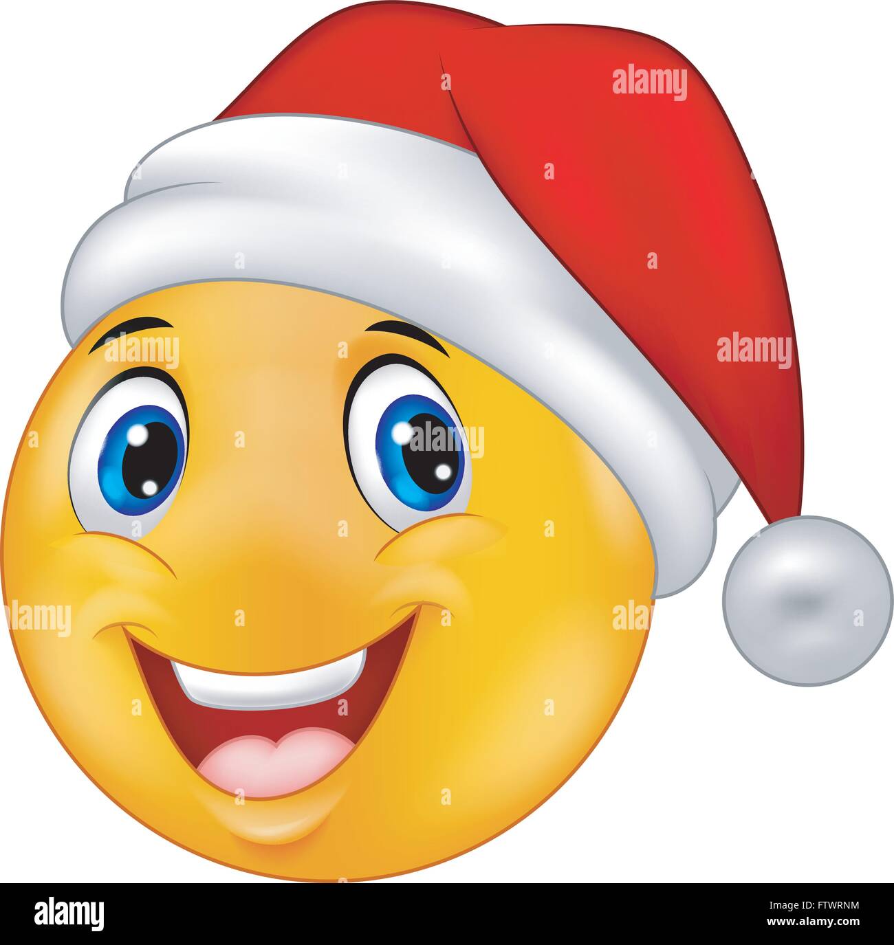 Emoticon smiley souriant dans un santa hat Image Vectorielle Stock - Alamy