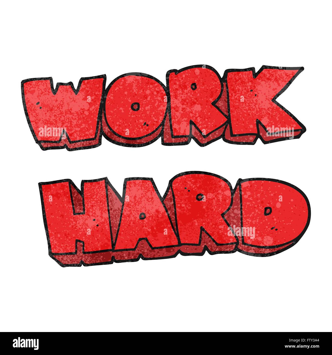 Dessin animé texturé freehand symbole travaillent dur Image Vectorielle ...