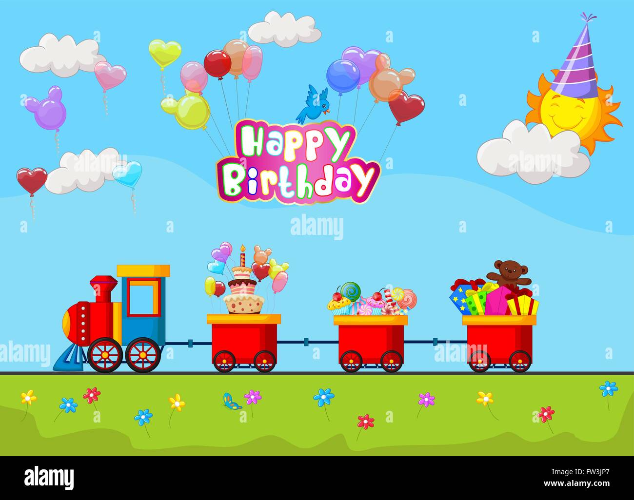 Train anniversaire Banque d'images vectorielles - Alamy