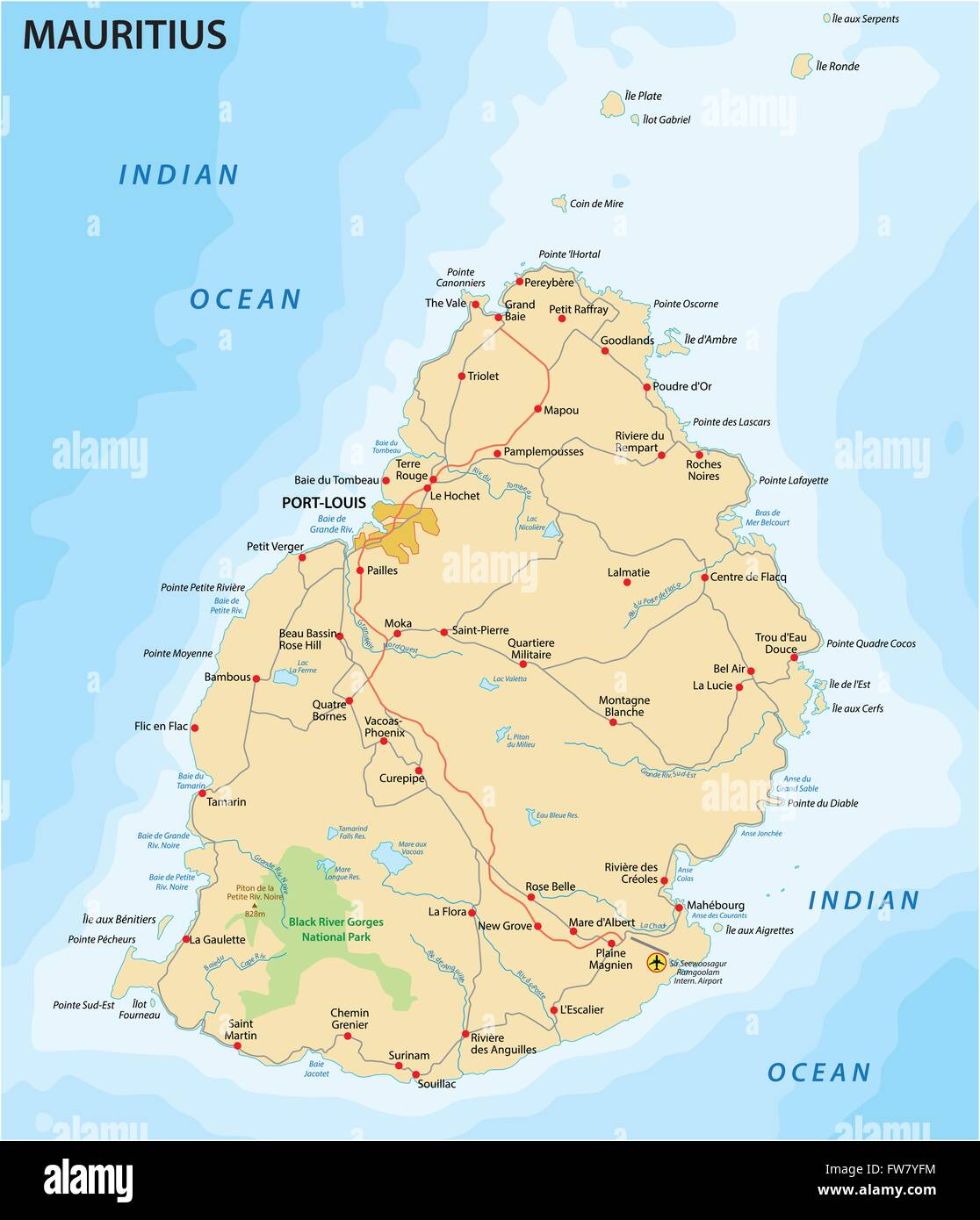 Mauritius map Banque d'images vectorielles - Alamy