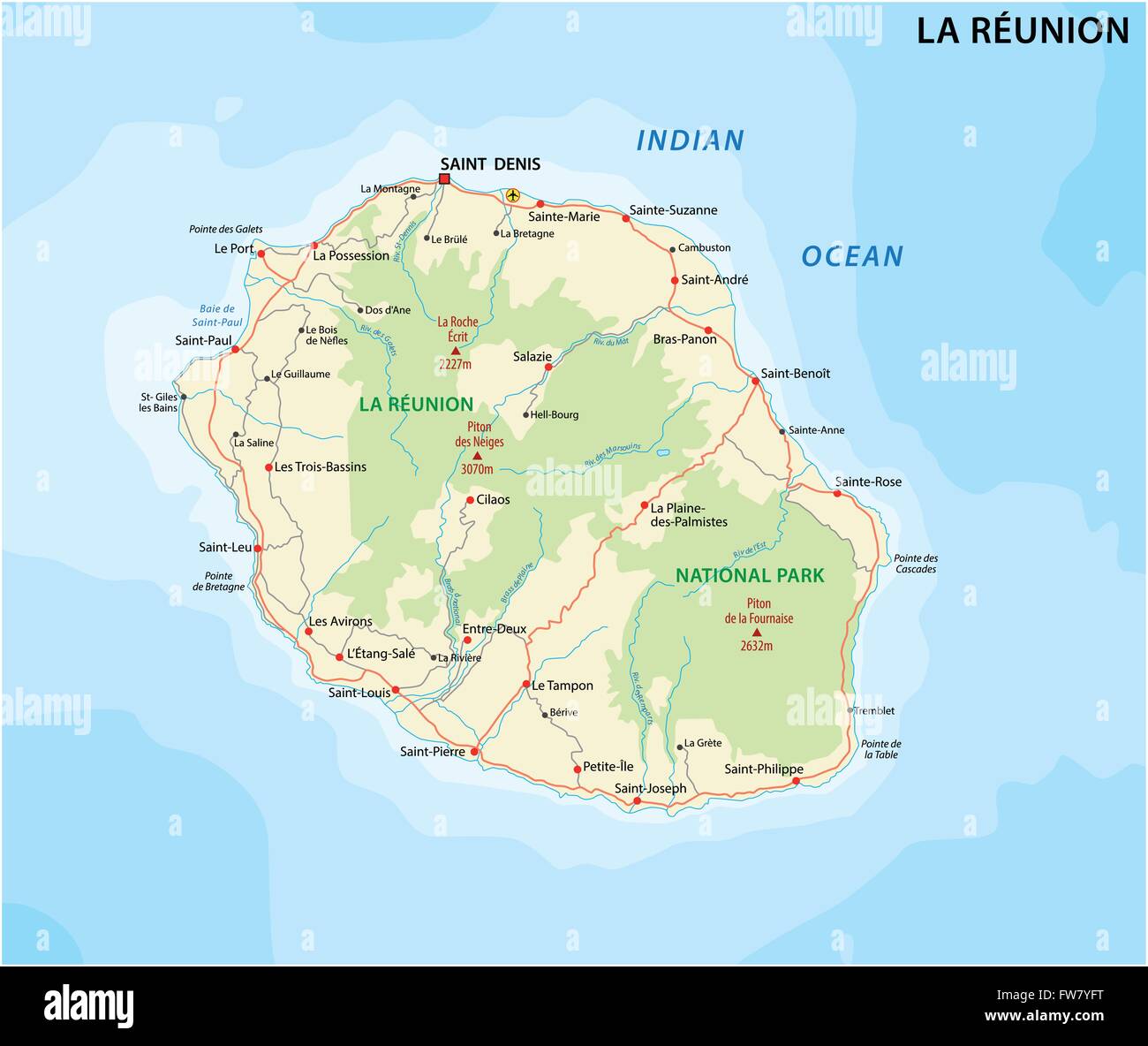 Reunion island map Banque de photographies et d’images à haute ...