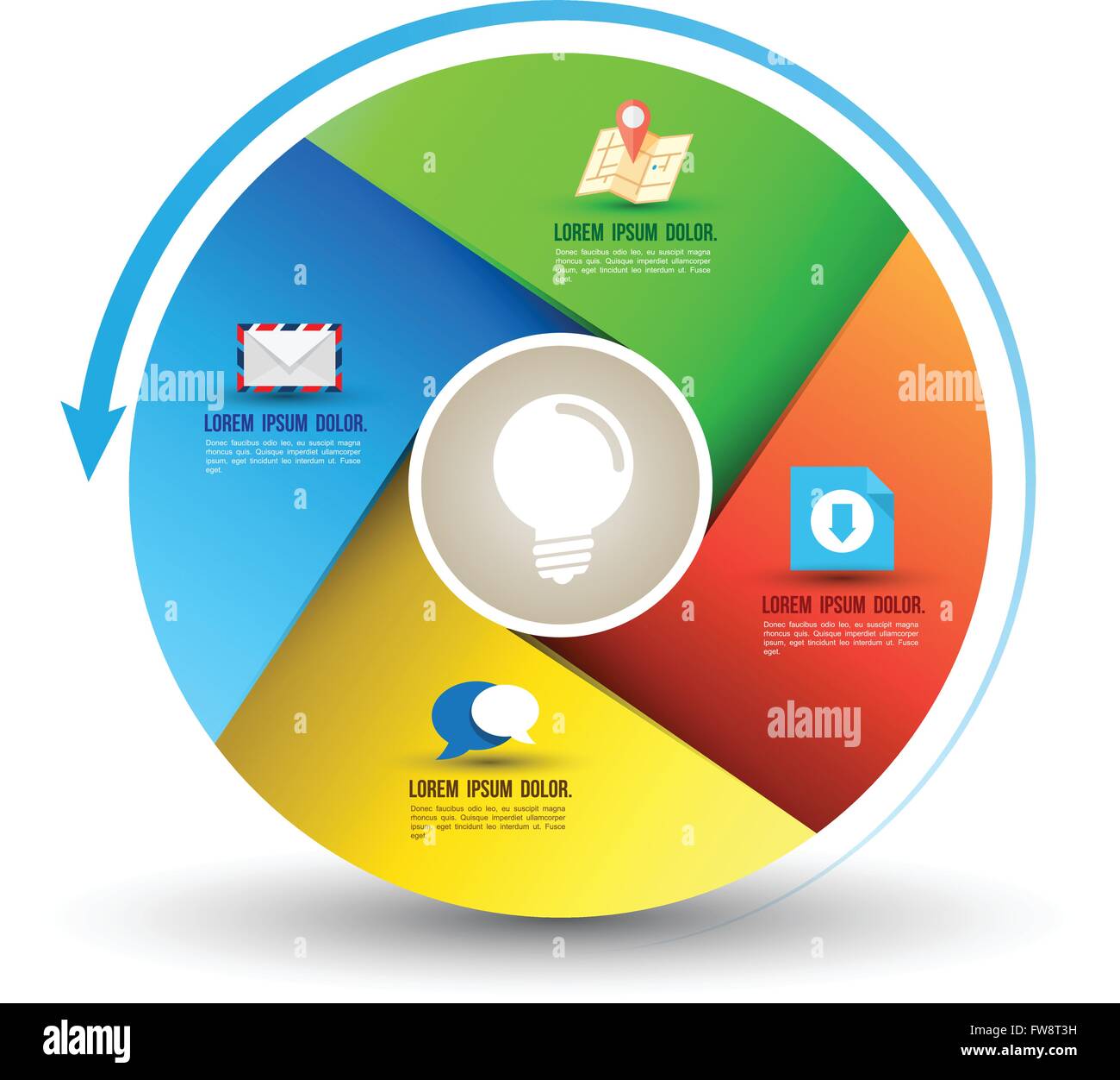 Cercle infographie vectorielle. Modèle de diagramme de cycle, graphique ...