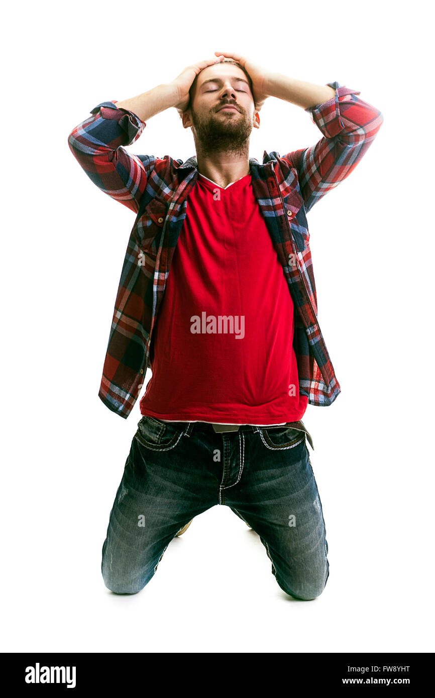 Les mains sur les genoux Banque d'images détourées - Alamy