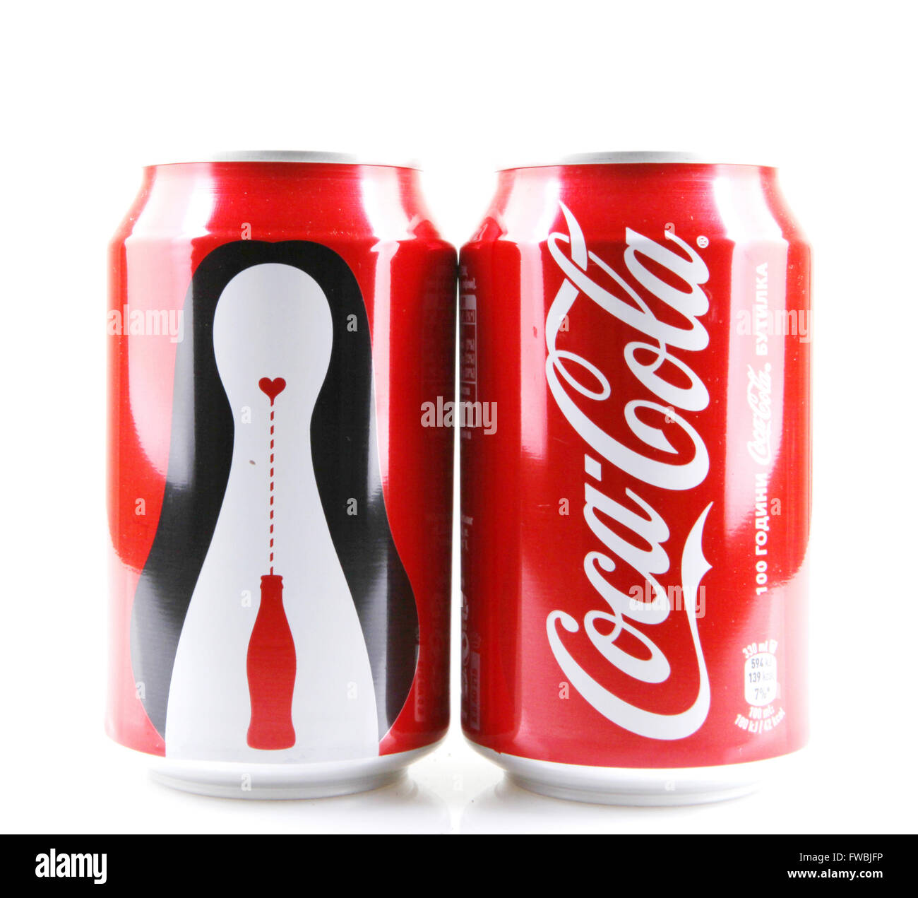 Sofia, Bulgarie - avril 03, 2016 : Coca-Cola isolé sur fond blanc. Coca ...