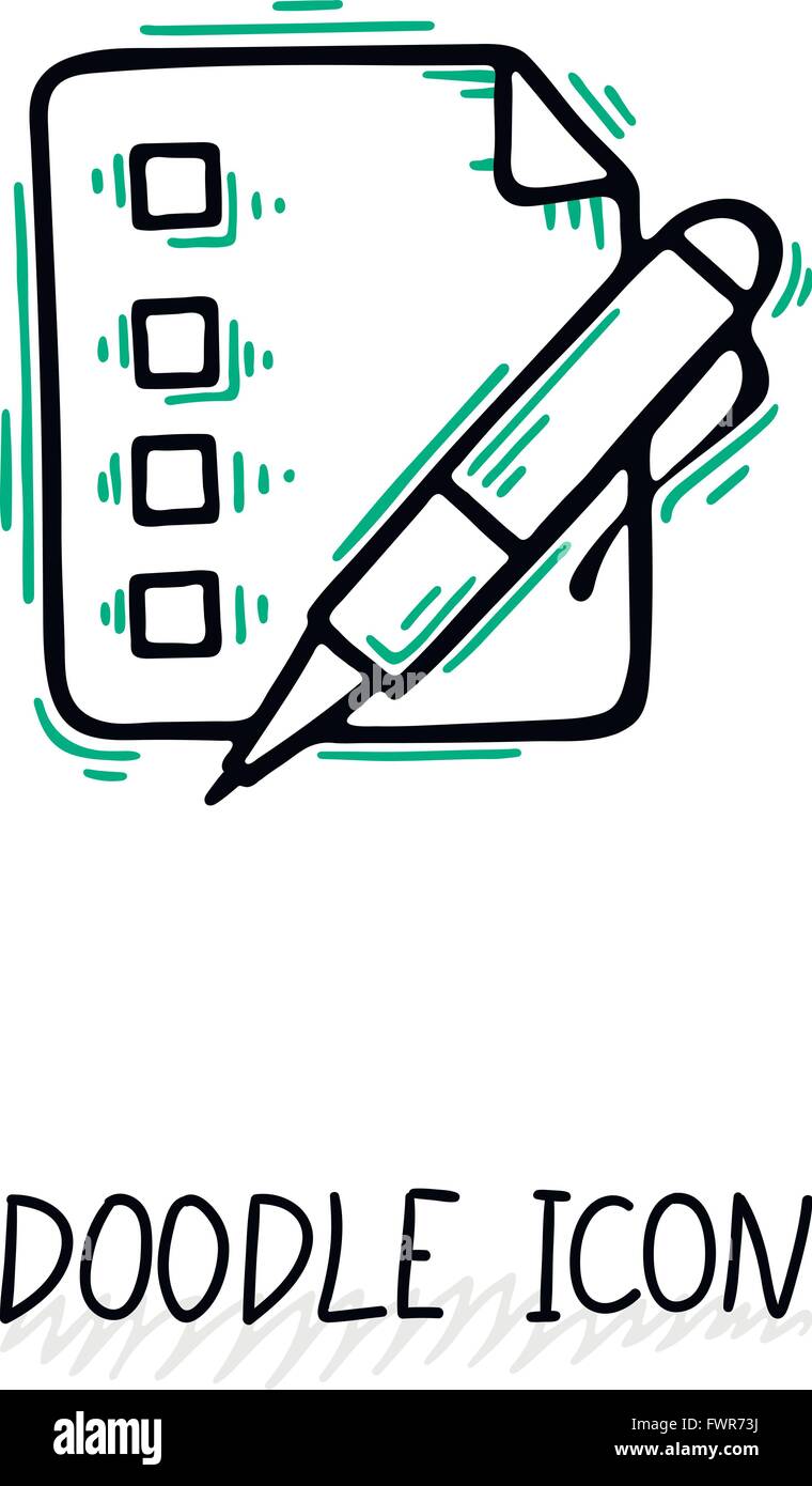Icône de document papier Doodle. Le pictogramme de la note. Pictogramme ...