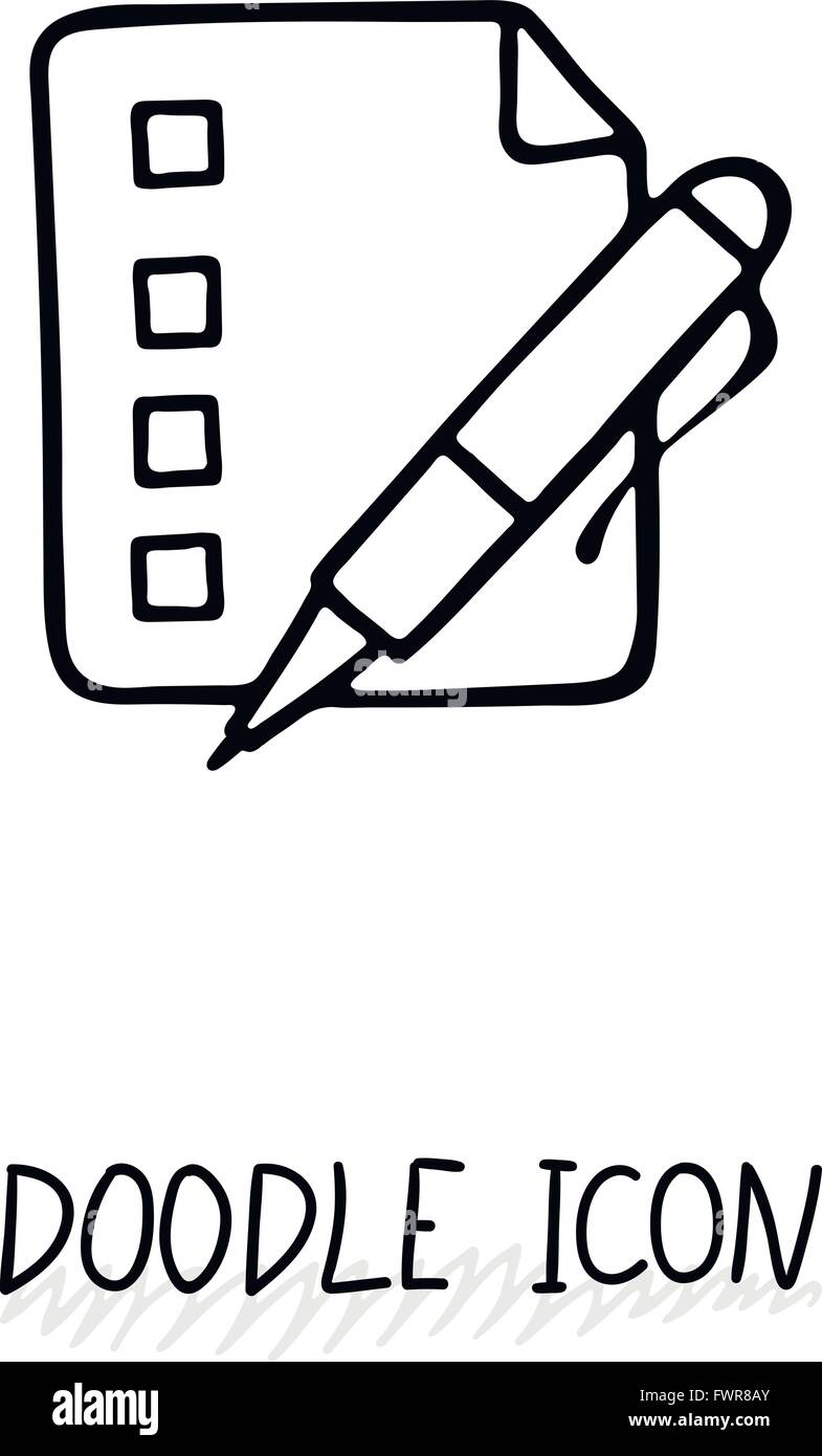 Icône de document papier Doodle. Le pictogramme de la note. Pictogramme ...