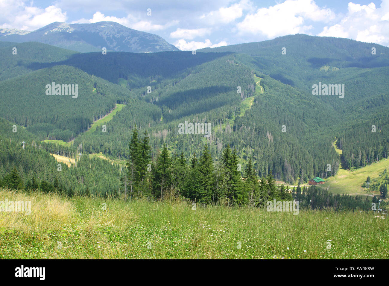 Célèbre station de ski de Bukovel en été, les Carpates, l'Ukraine Photo ...