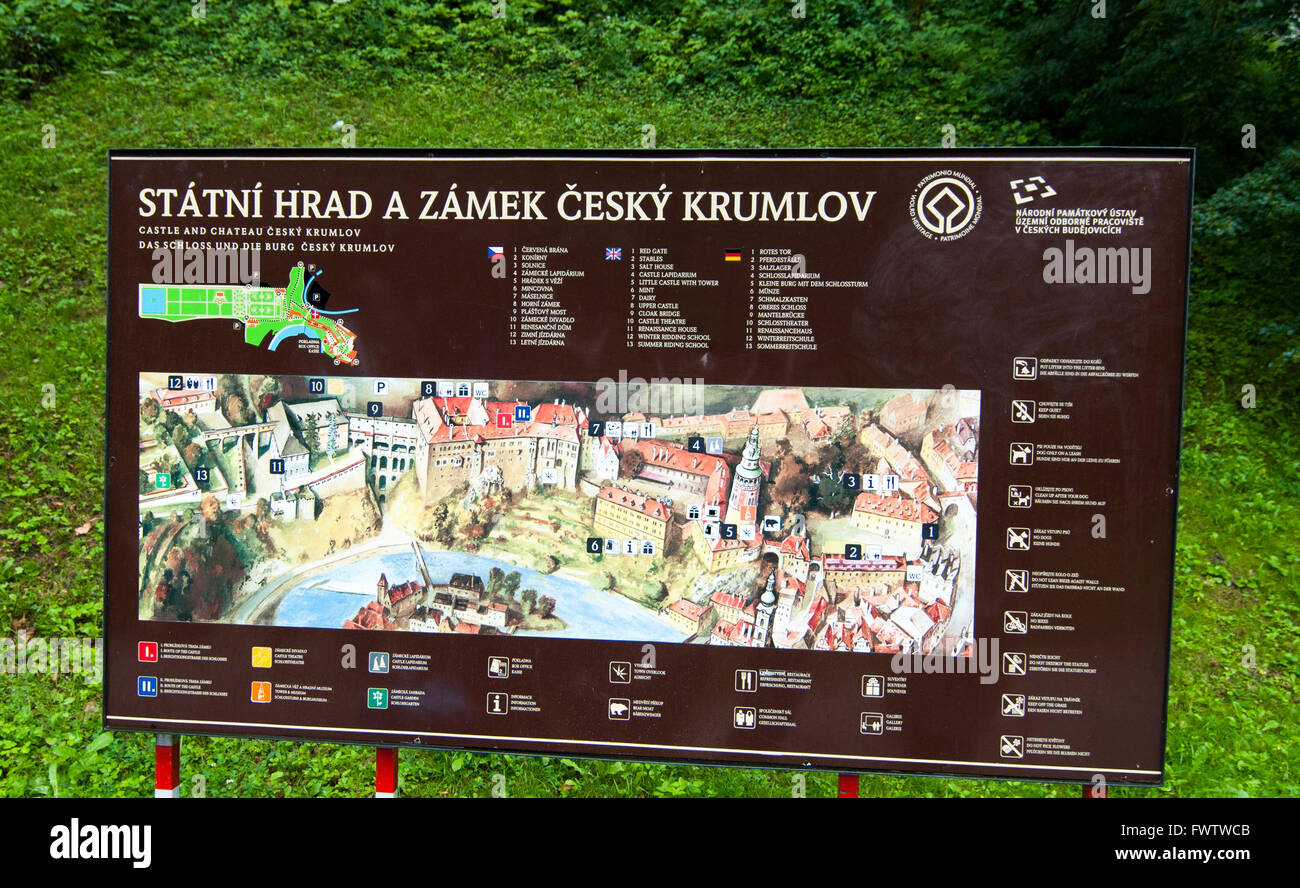 Carte Touristique de Cesky Krumlov à l'entrée de la vieille ville Photo ...