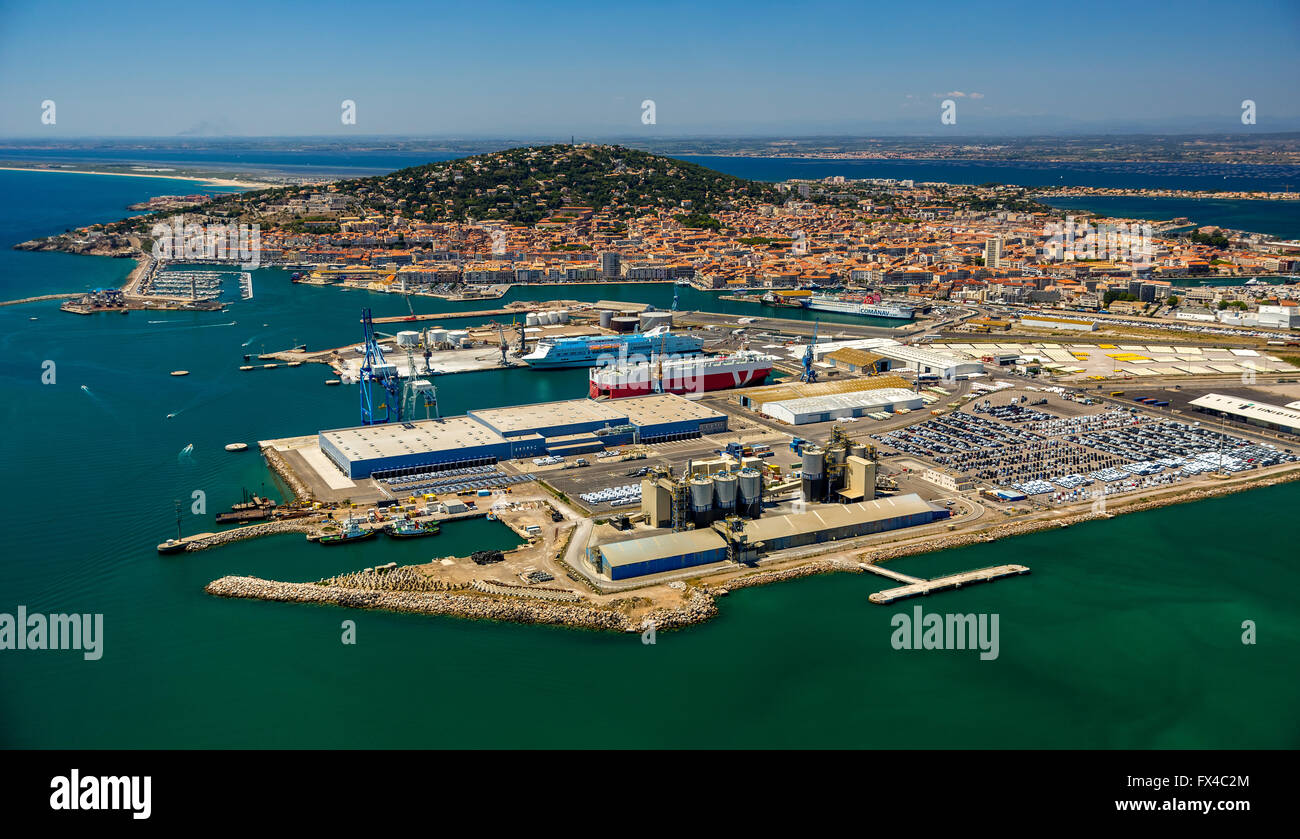 Vue aérienne, port de Sète, côte méditerranéenne de la France, Sète ...