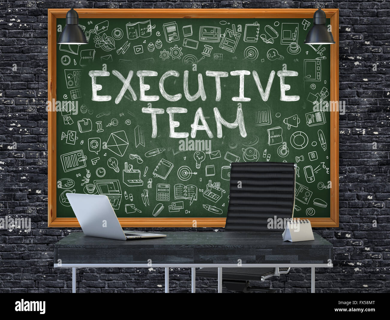 Tableau sur le mur du bureau exécutif avec notion d'équipe Photo Stock ...