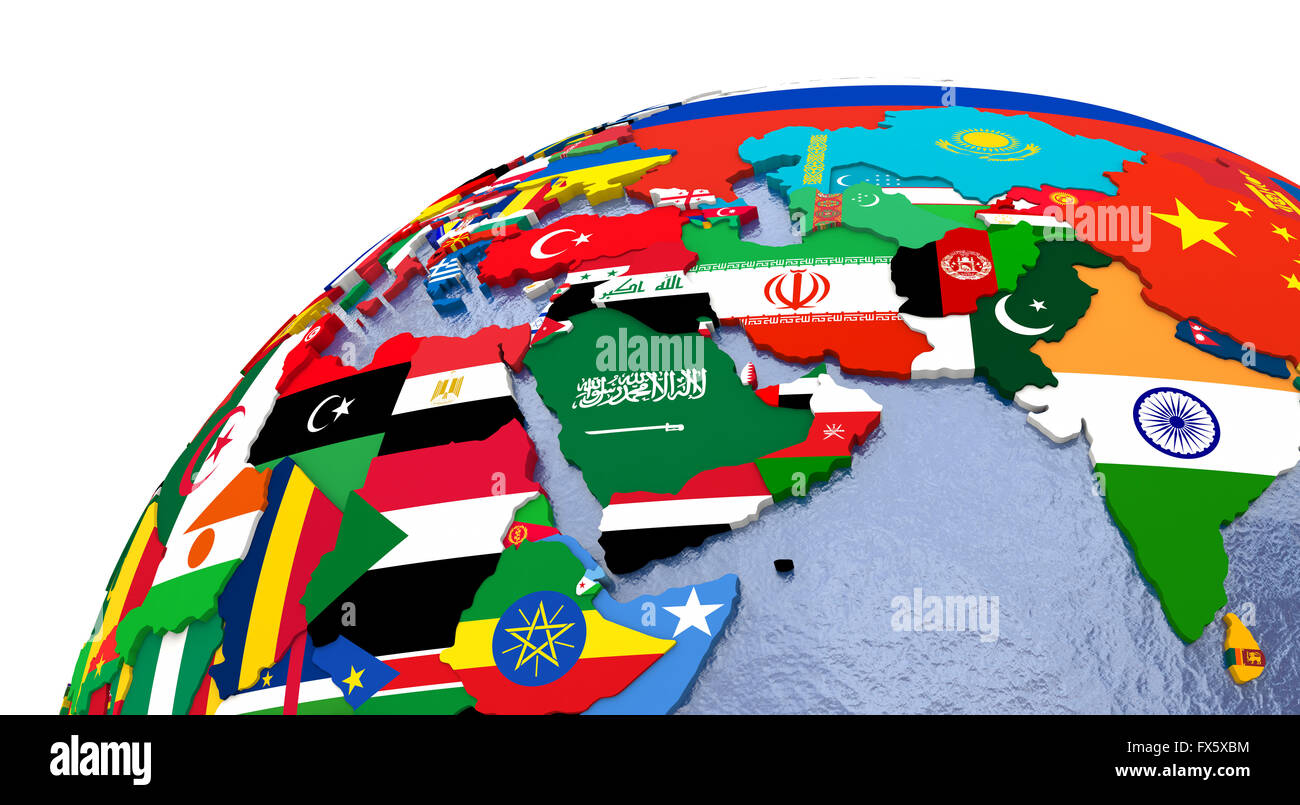 Carte politique du moyen orient avec chaque pays représenté par son ...