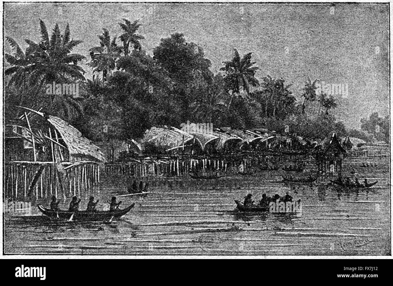 Village sur pilotis papoue, la Papouasie-Nouvelle-Guinée - une ...