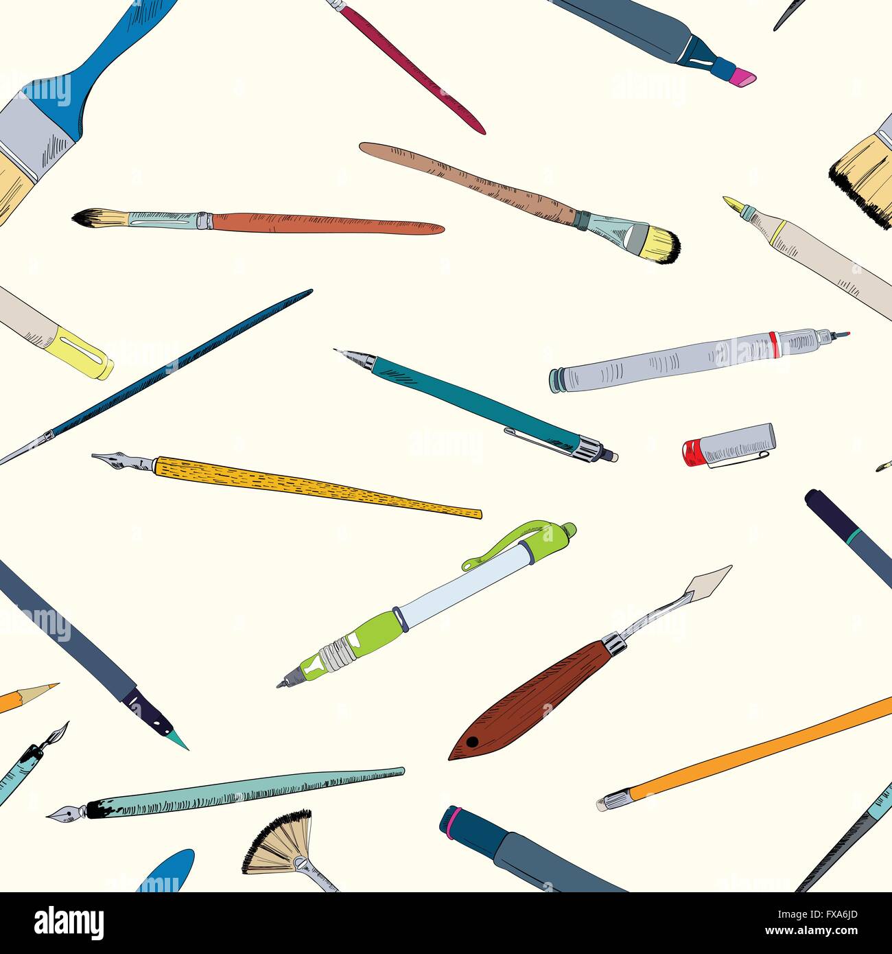 Outils de dessin croquis doodle seamless Image Vectorielle Stock - Alamy