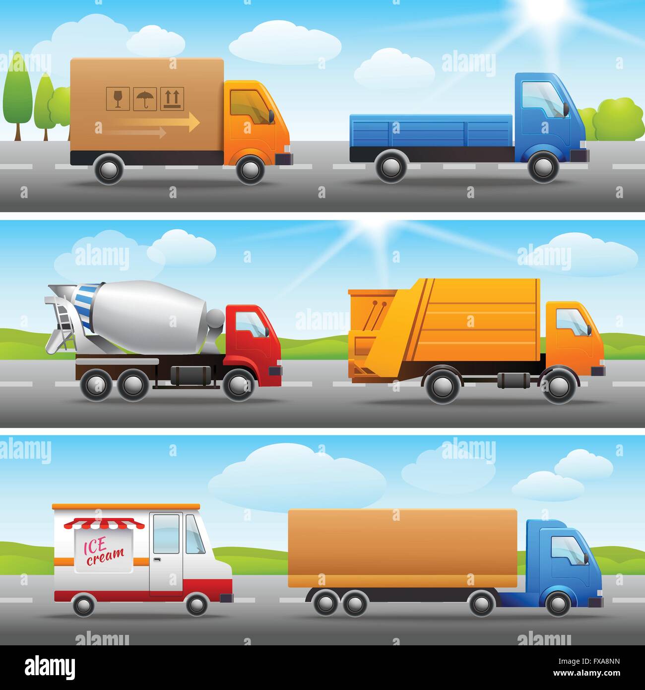 Camion sur la route de glace Banque d'images vectorielles - Alamy