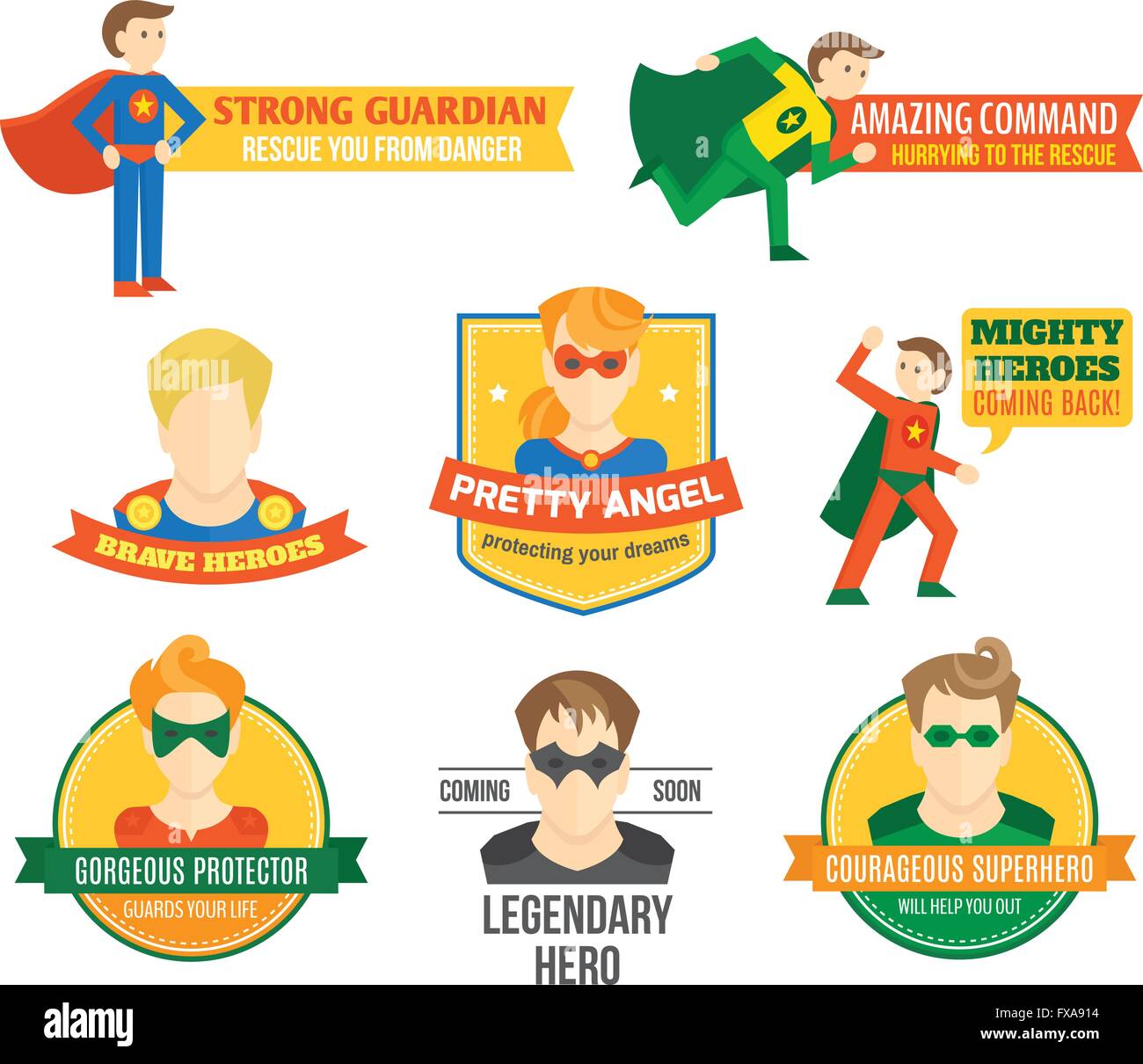 Superhero avatar set fille Banque de photographies et d’images à haute ...