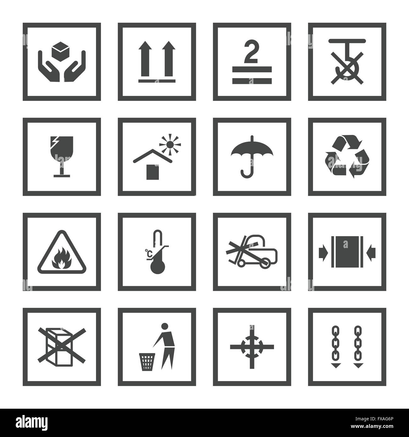 Symboles d'emballage et de manutention Image Vectorielle Stock - Alamy
