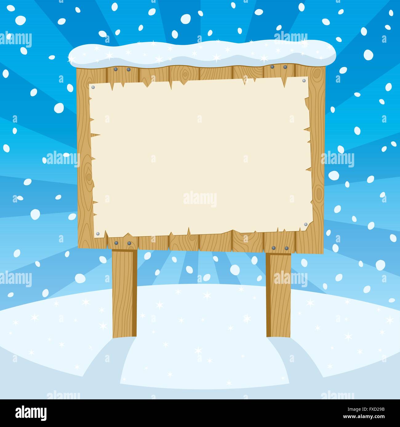 Cartoon panneau en bois dans la neige Image Vectorielle Stock - Alamy