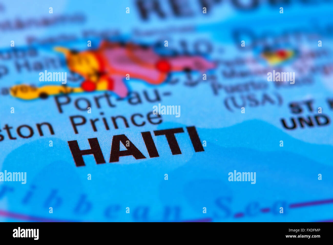 Haïti et la capitale Port-au-Prince sur la carte du monde Photo Stock ...