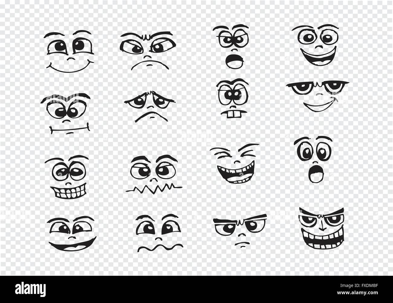 Visages Cartoon illustration dessin main Set Image Vectorielle Stock ...