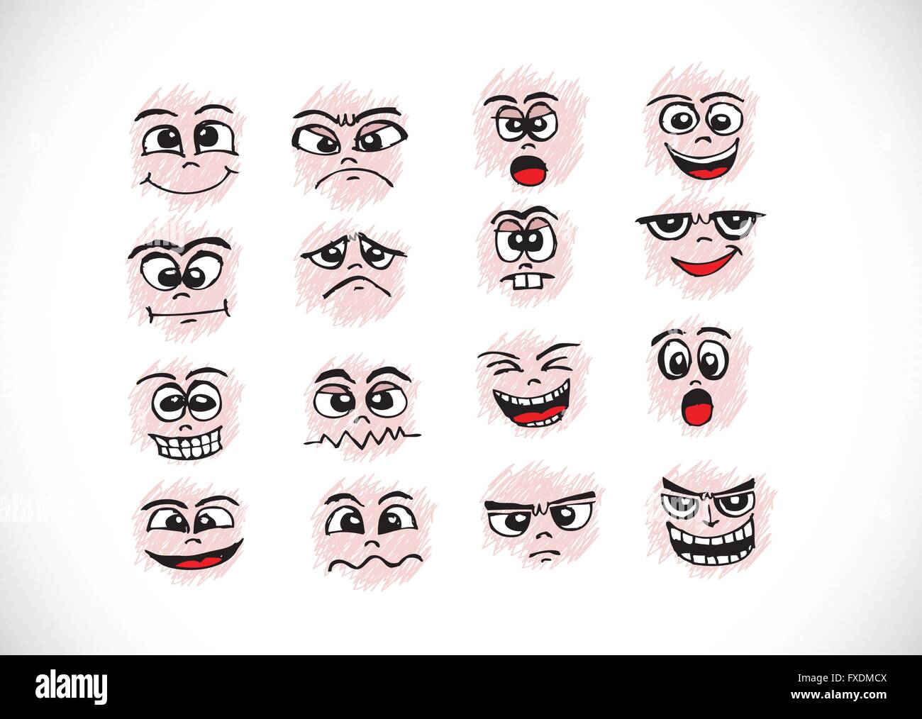 Visages Cartoon illustration dessin main Set Image Vectorielle Stock ...