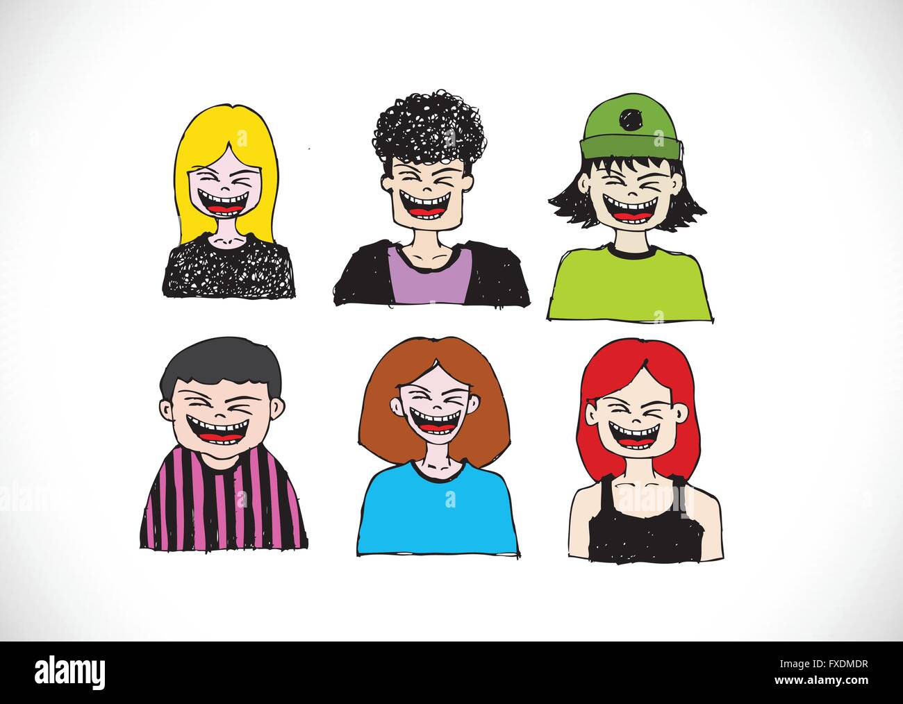 Visages Cartoon illustration dessin main Set Image Vectorielle Stock ...