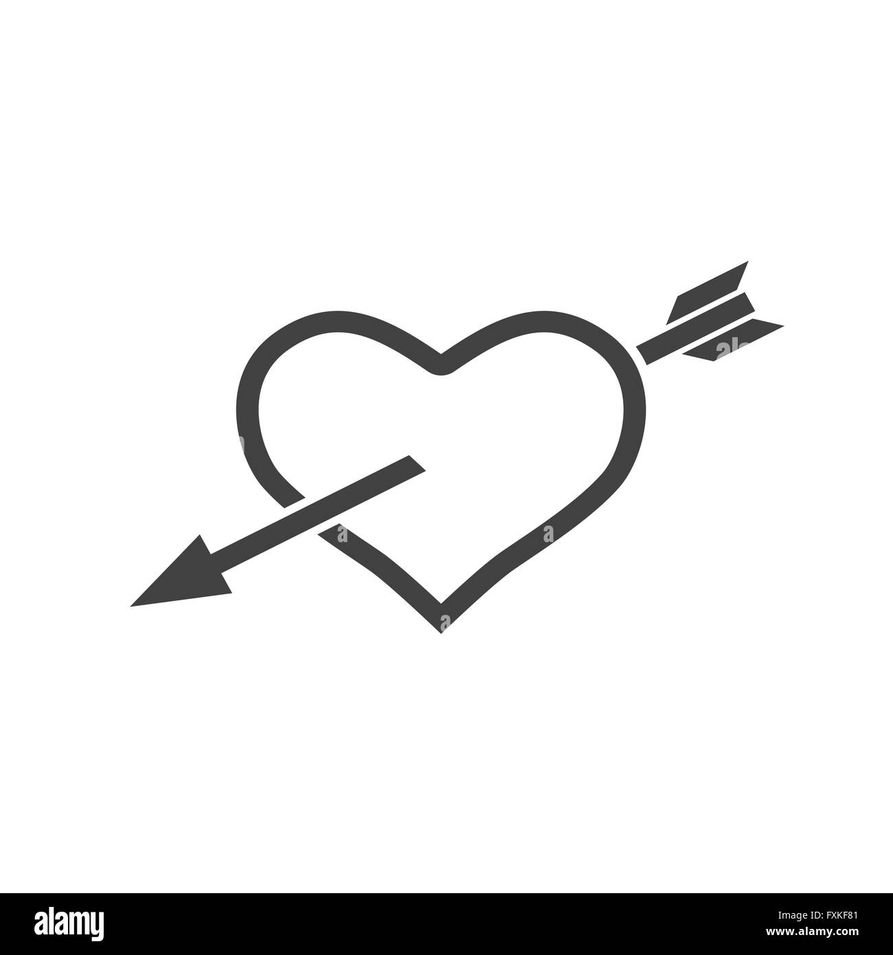 Fleche coeur symbole Banque d'images noir et blanc - Alamy