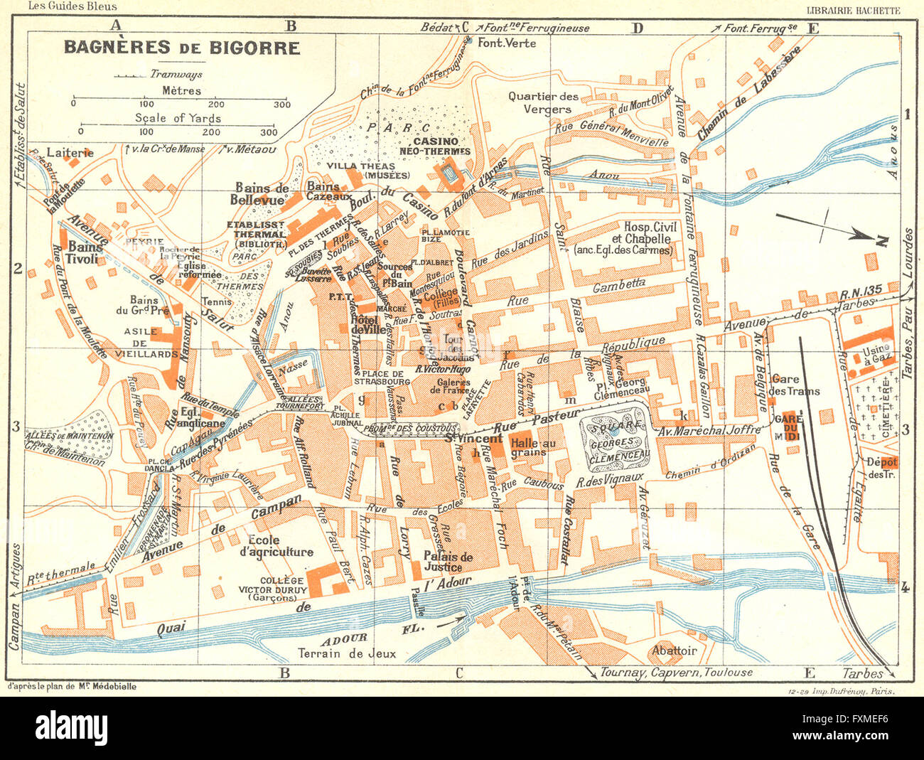 HAUTES-PYRÉNÉES : Bagnères-de-Bigorre, carte de 1926 Photo Stock - Alamy