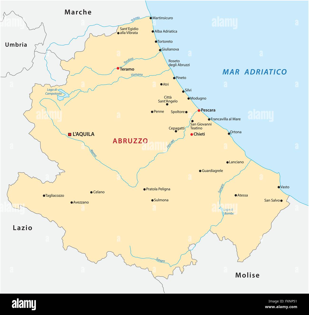 Carte des Abruzzes, Italie Image Vectorielle Stock - Alamy