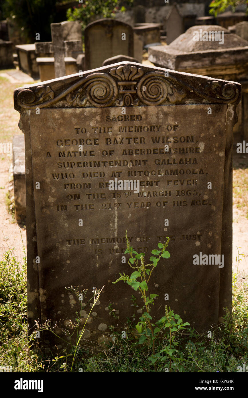 Sri Lanka, Kandy, cimetière historique de garnison, 1865 gallaha ...