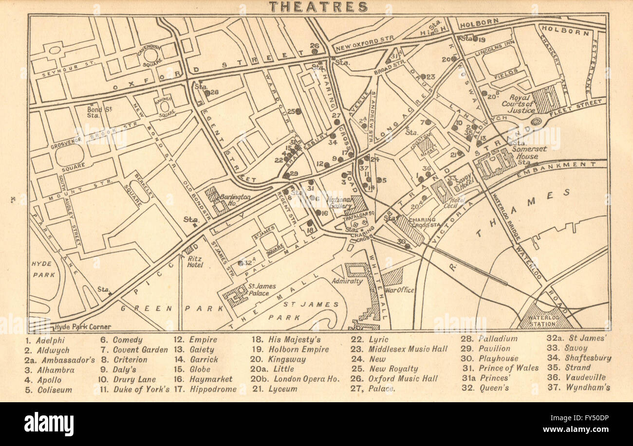 Vintage map of the west end london Banque de photographies et d’images ...