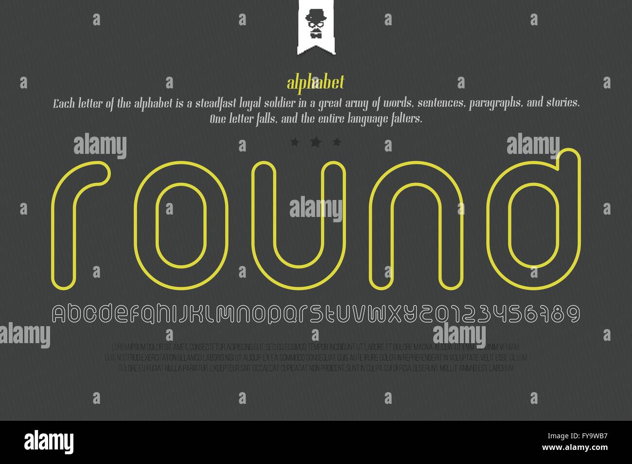 Ensemble de style ronde lettres alphabet et chiffres sur la texture du ...