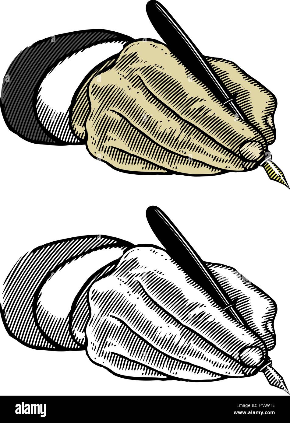 Main qui écrit avec un stylo Banque d'images vectorielles - Alamy