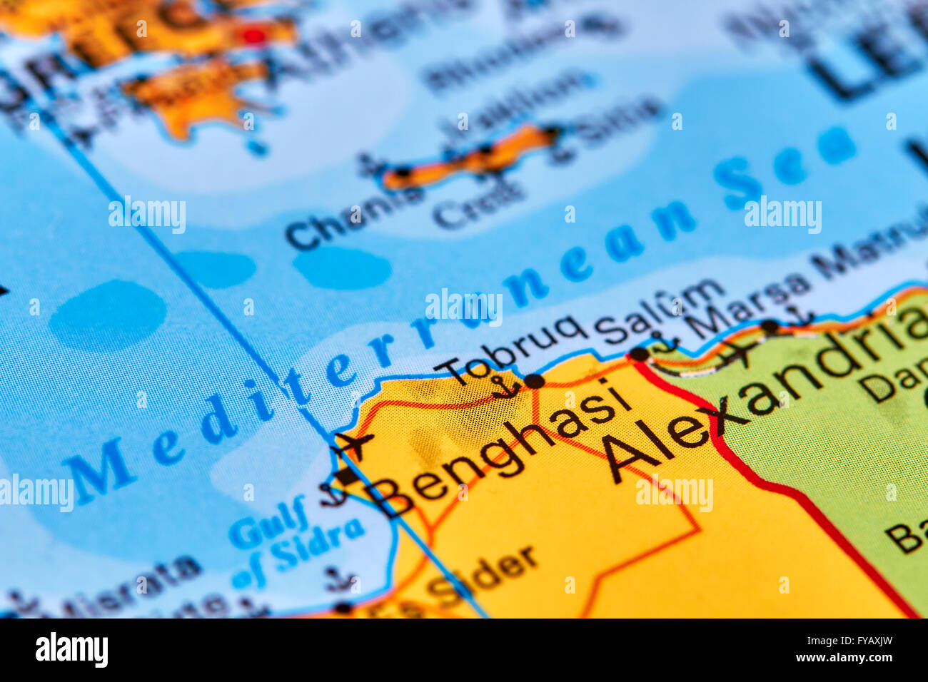 La mer Méditerranée, l'Europe sur la carte du monde Photo Stock - Alamy