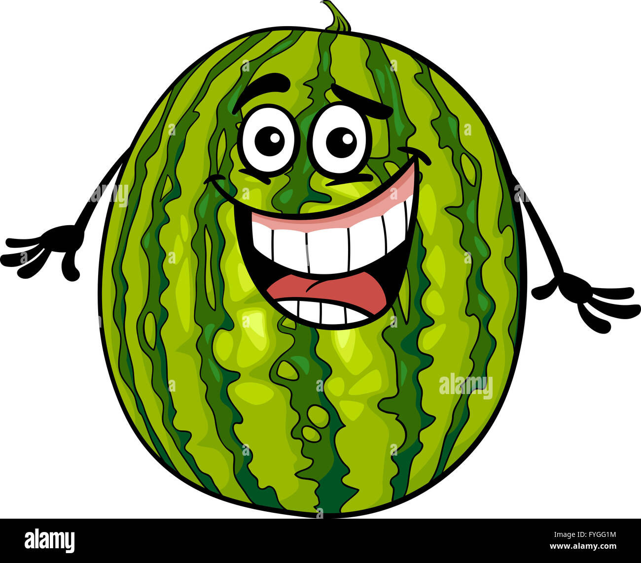 Funny cartoon illustration fruits pastèque Photo Stock - Alamy