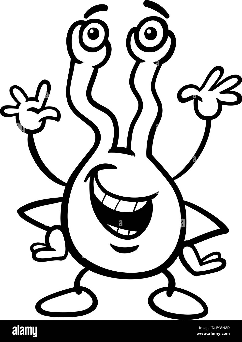 Alien cartoon illustration coloring page Banque de photographies et d ...