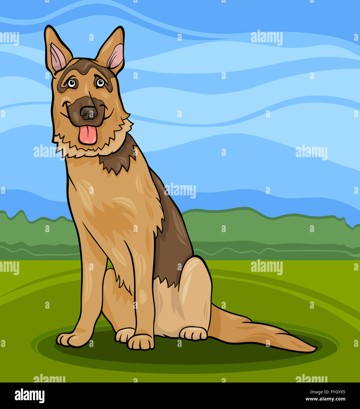 Berger allemand cartoon illustration Photo Stock - Alamy