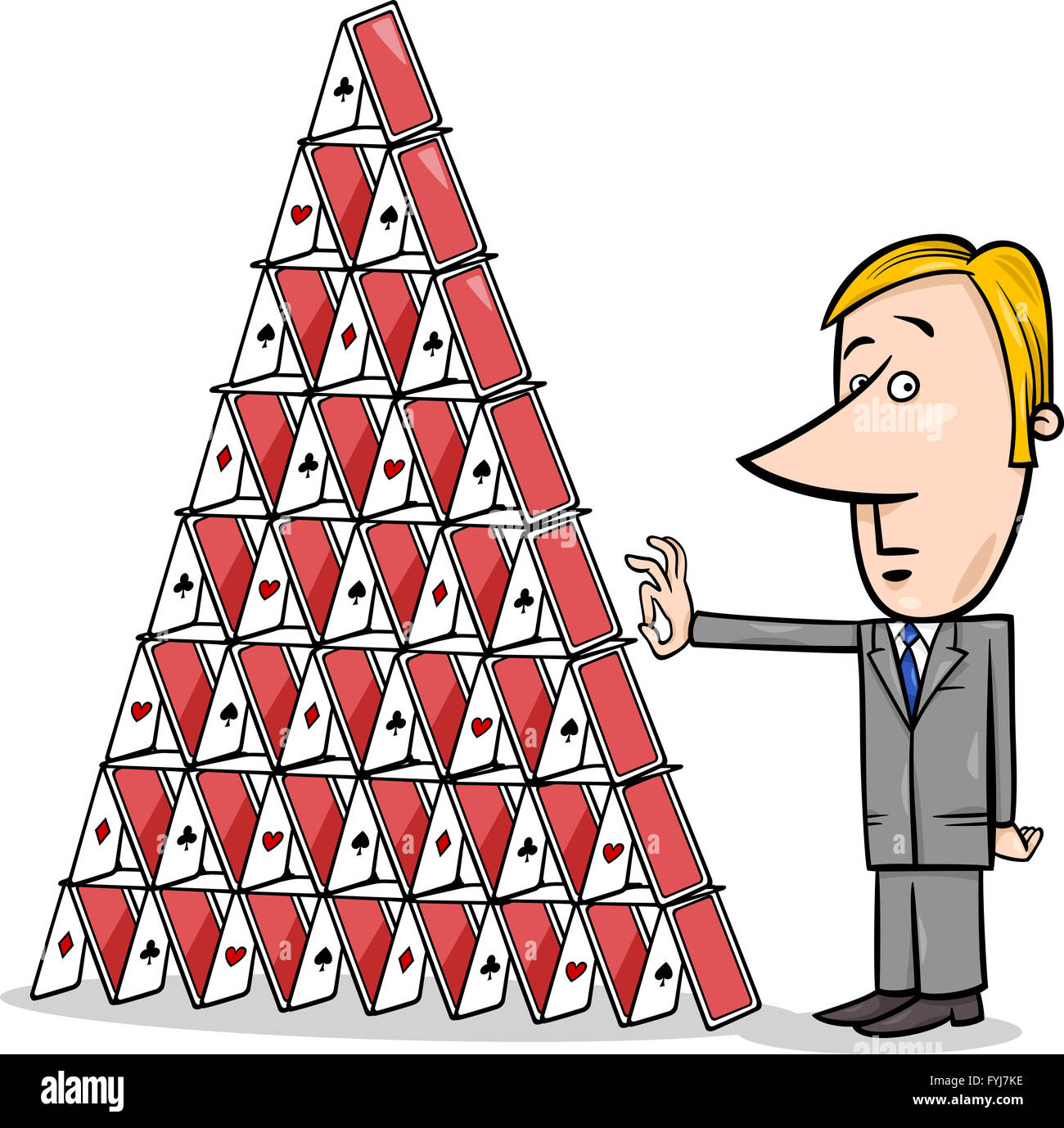 Businessman et château de cartes cartoon Photo Stock - Alamy