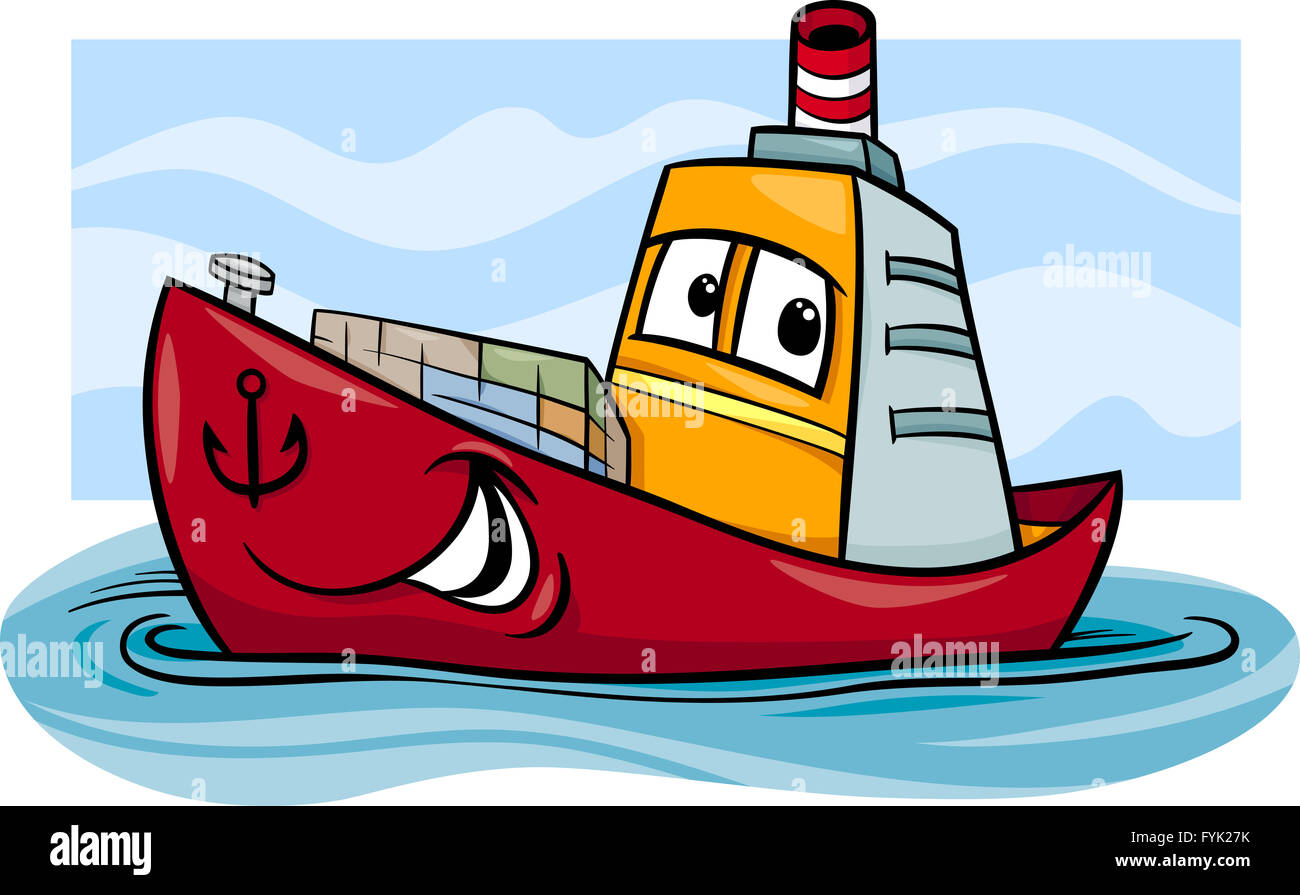 Container ship cartoon illustration Banque de photographies et d’images ...