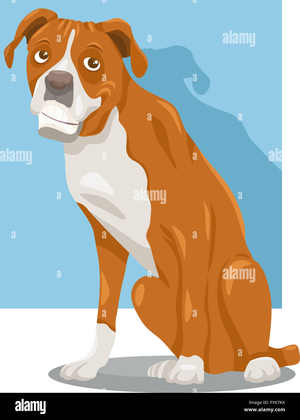 Cartoon illustration boxer dog sitting Banque de photographies et d ...